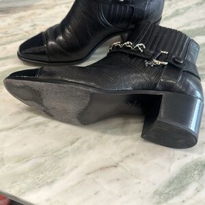 CHANEL | Shoes | Chanel Black Leather Motorcycle Chain Harness Boots ...